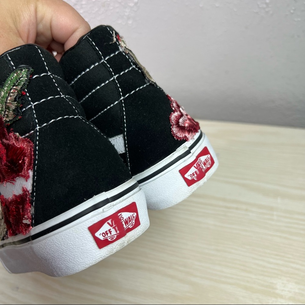 Vans Embroidered Floral Rose Skateboard Shoes Sneakers - Gem
